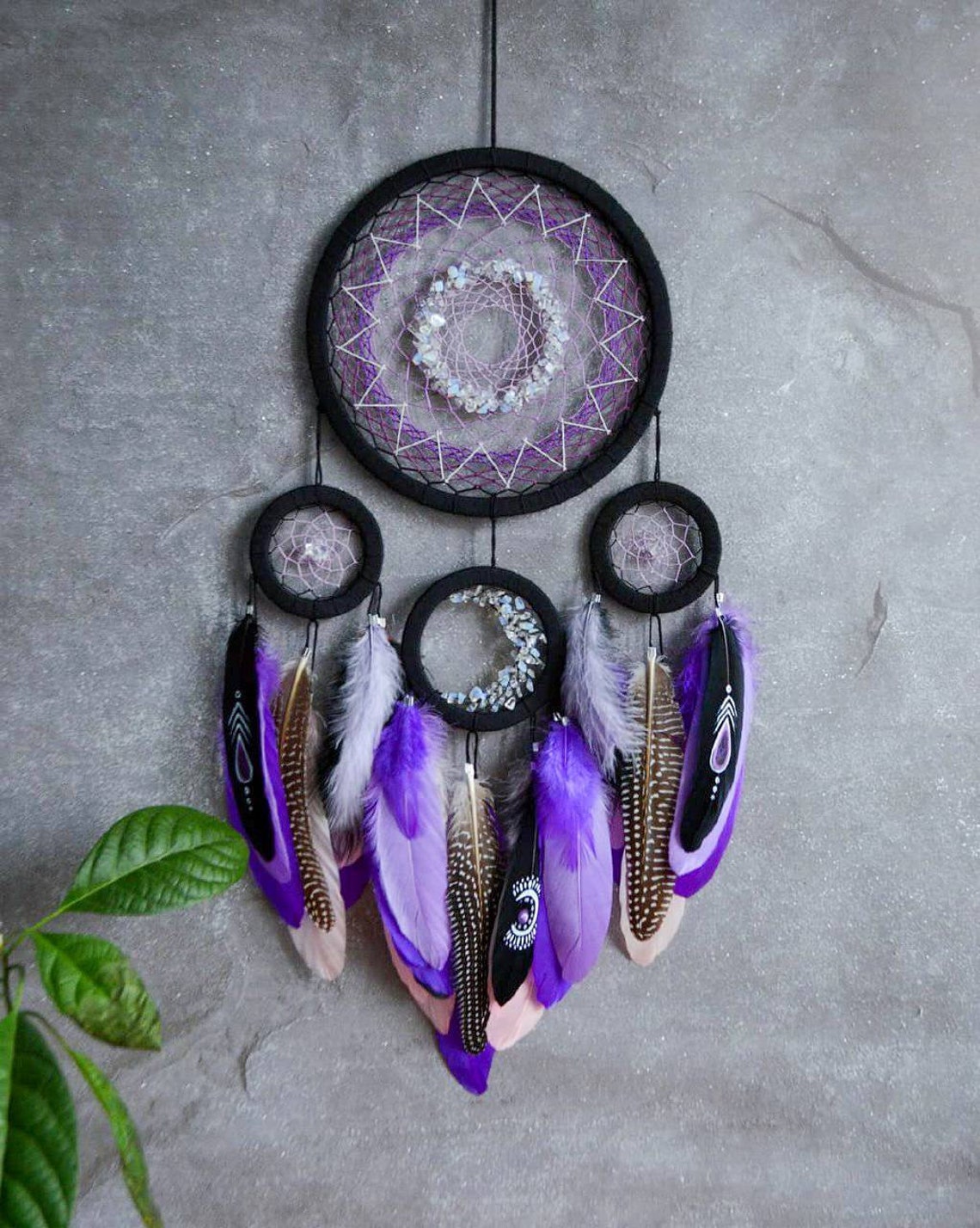 Large Dream catcher with crystals. Moonstone dreamcatcher. | Etsy