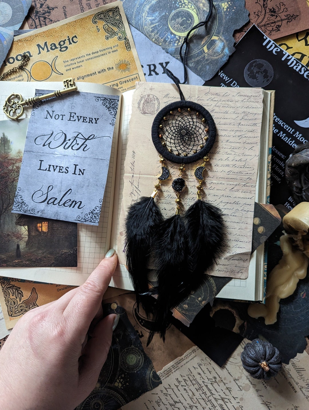 Handmade Black Triple Moon Car Rear View Mirror Charm - Small Dream ...