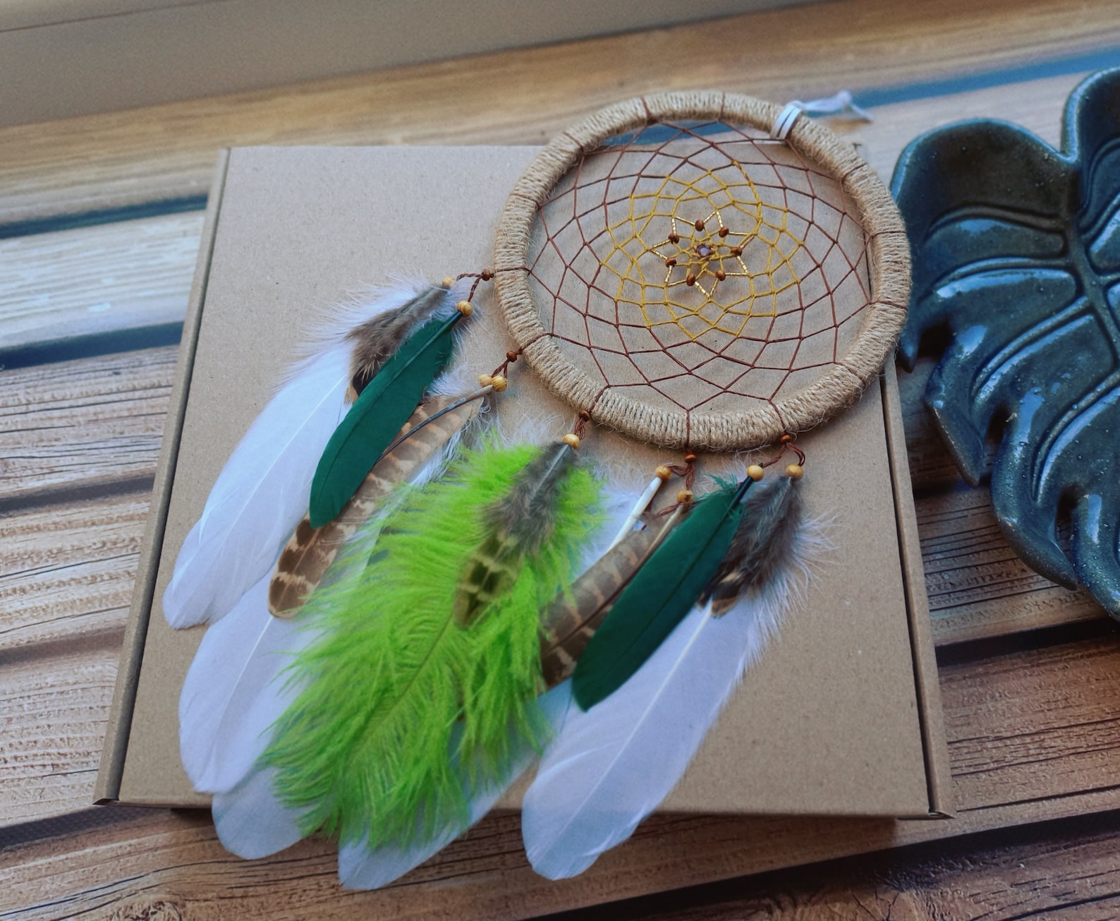 Natural Dreamcatcher Brown Green Dream Catcher Authentic - Etsy