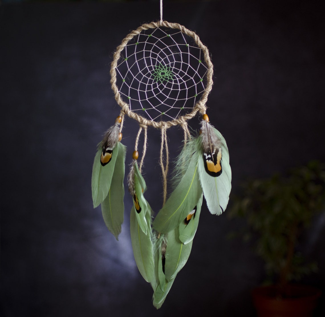 Natural Green Dreamcatcher. Traditional Small Dream Catcher - Etsy