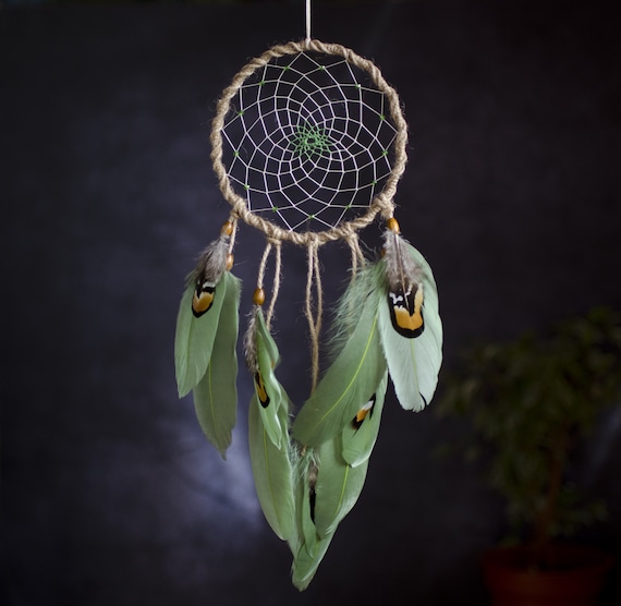 Natural Green Dreamcatcher. Traditional Small Dream Catcher - Etsy