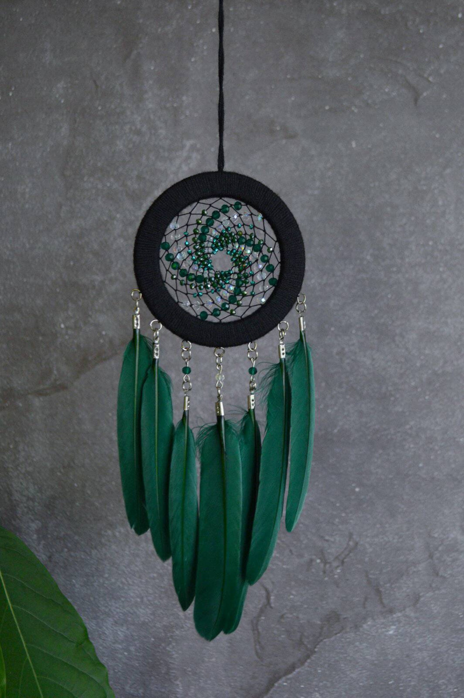 Bottle green dream catcher. Small dreamcatcher car rear view | Etsy