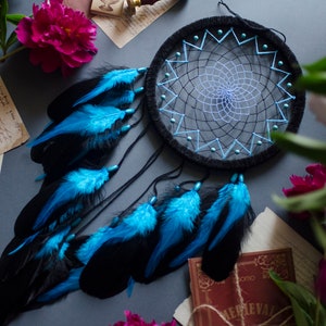 Handmade Black and Blue Dream Catcher With Turquoise - Perfect Birthday ...