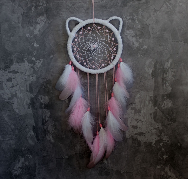 Pink kitty dream catcher for nursery or girl's room. Kitty | Etsy