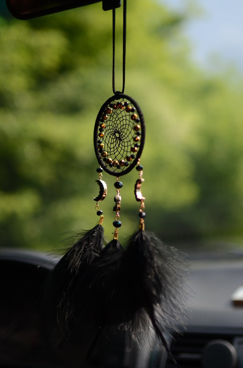 Triple Moon Dream Catcher for Car/ Black Triple Moon Car Hanger/ Moon ...