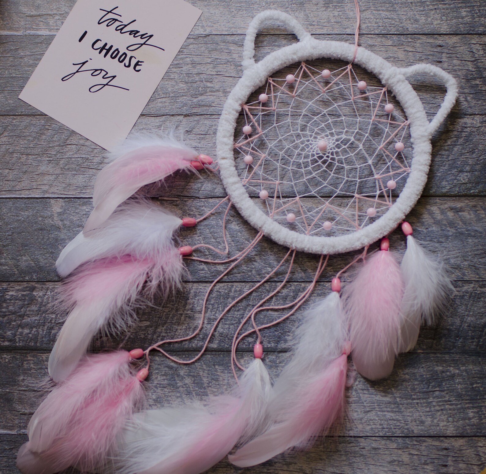 Pink kitty dream catcher for nursery or girl's room. Kitty | Etsy