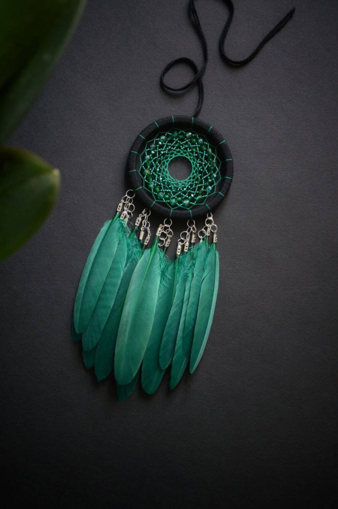 Bottle Green Dream Catcher. Small Dreamcatcher Car Rear View - Etsy