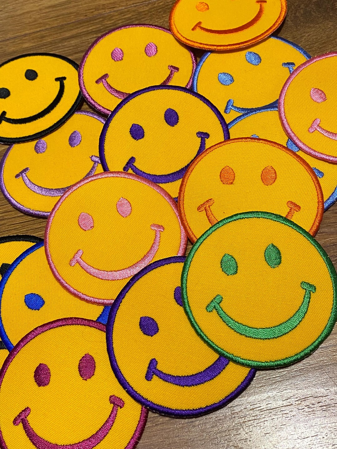 Happy Face Patch, Iron on Patches, Embroidered Patches, Colorful Smile ...
