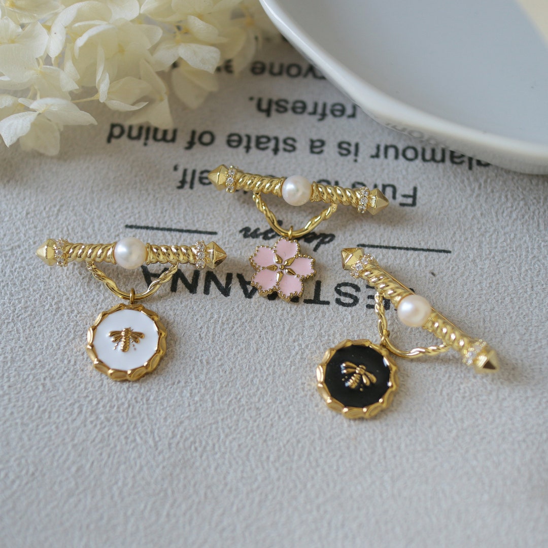 Pendant/charm to Brooch Converter, Pearl Brooch, Sakura,bees Charm, Queen, Gold, Unique Jewelry ...