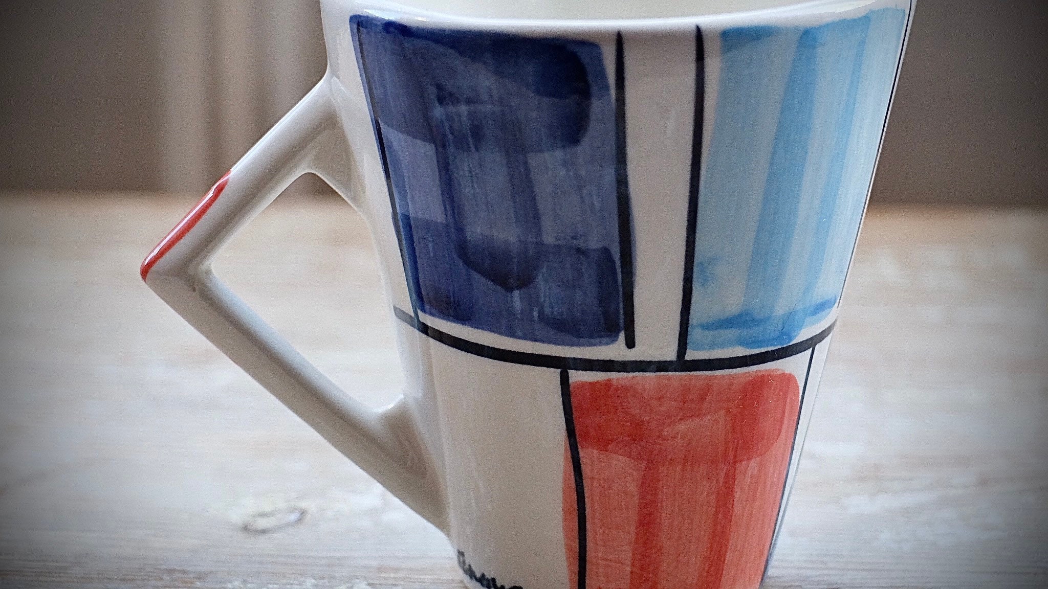 1990s Mug Handpainted Art Deco Revival Style. English Country Pottery ...