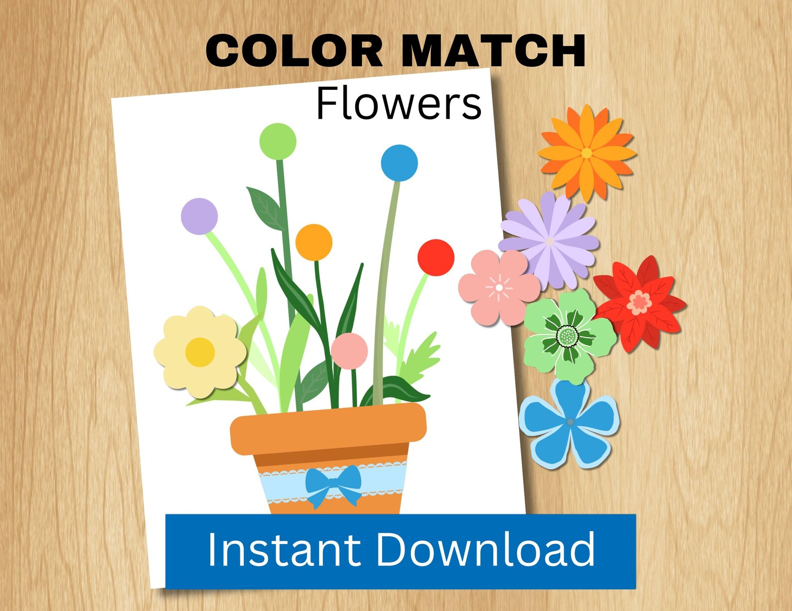 Flowers Color Matching Activity, Printable Preschool Activity, Spring ...