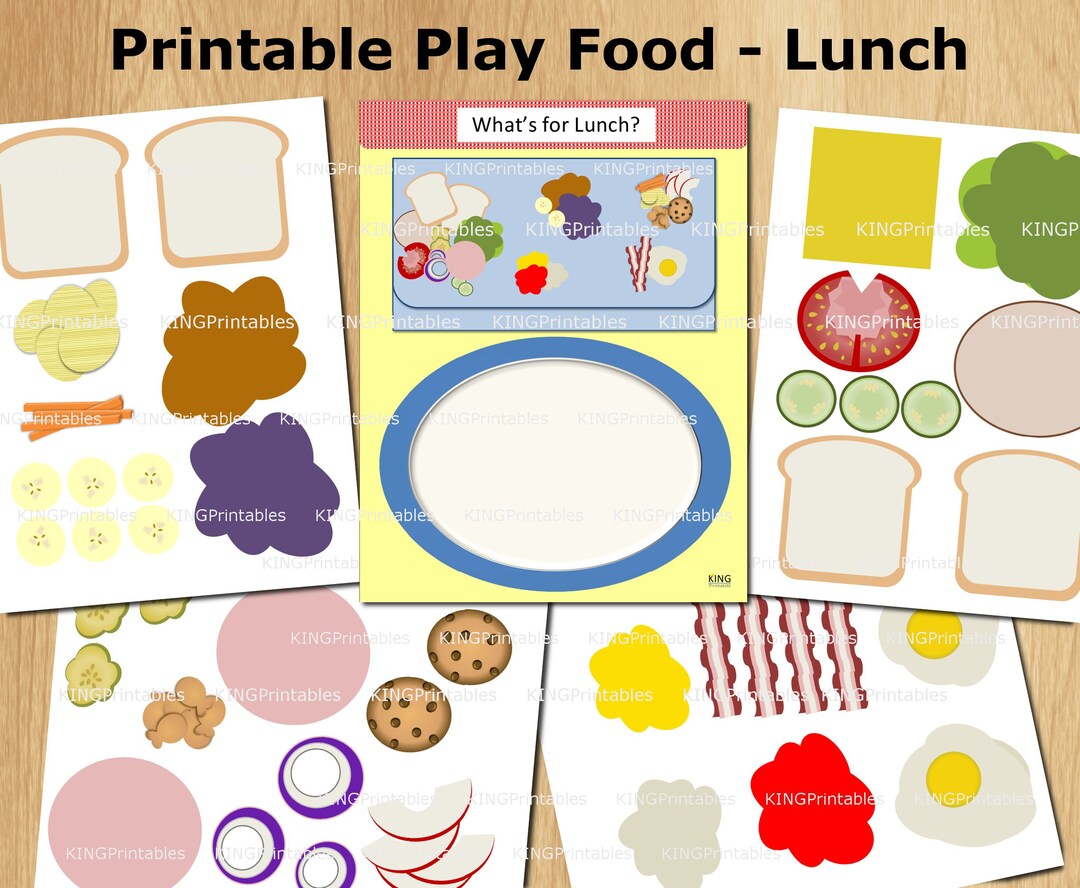 Printable Lunch Food, Pretend Play Set, Toddler Busy Binder (PDF) - Etsy