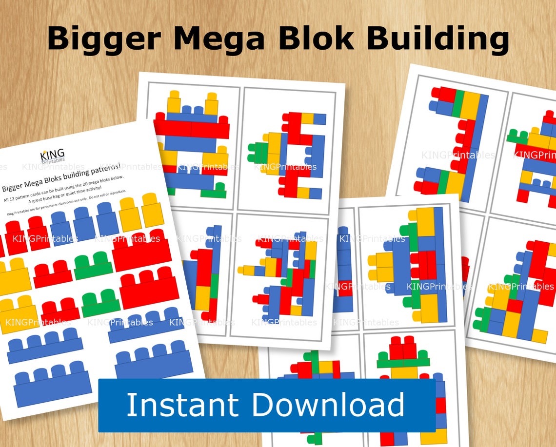 Mega Blok Building Cards Preschool Busy Bag Activities - Etsy