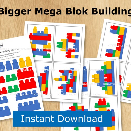 Mega Blok Building Cards Preschool Busy Bag Activities - Etsy
