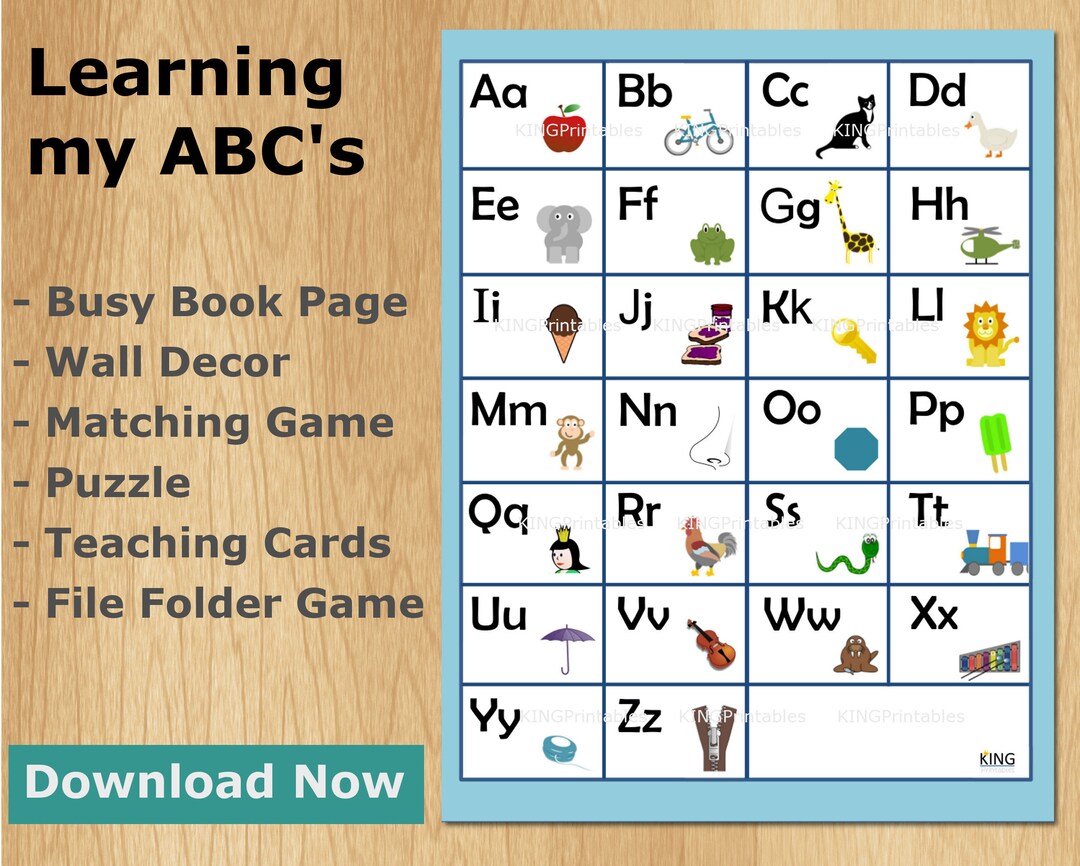 Alphabet Printable Teaching Toddlers ABC Poster Play Room - Etsy