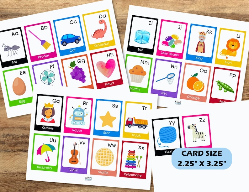 Colorful Alphabet Flashcards, Uppercase Lowercase, Educative Printable ...