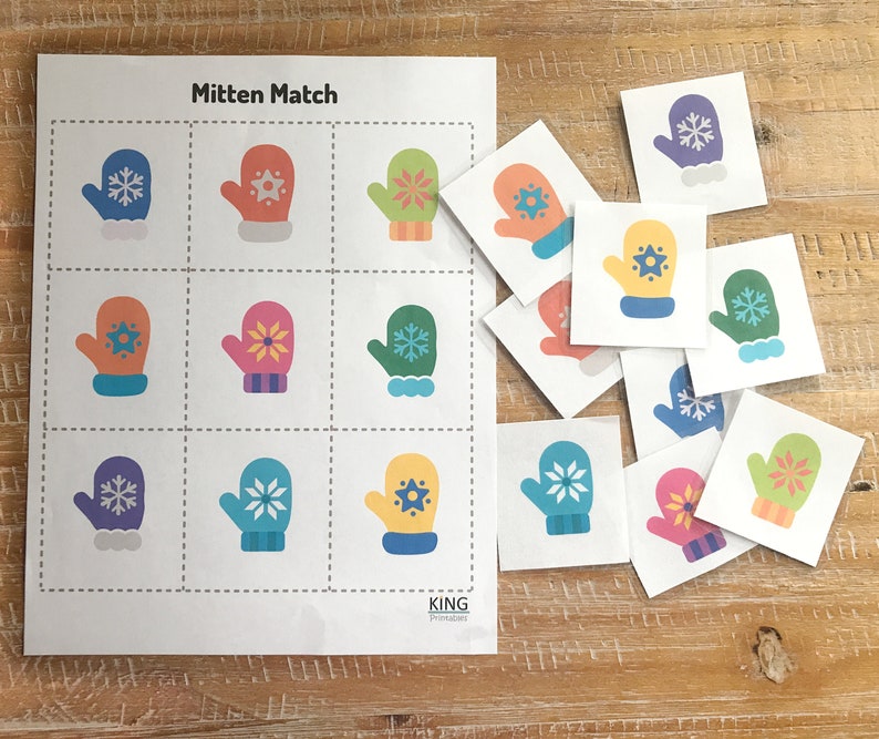 Mitten Color Matching, Toddler Match Cards, Winter Quiet Time Activity ...