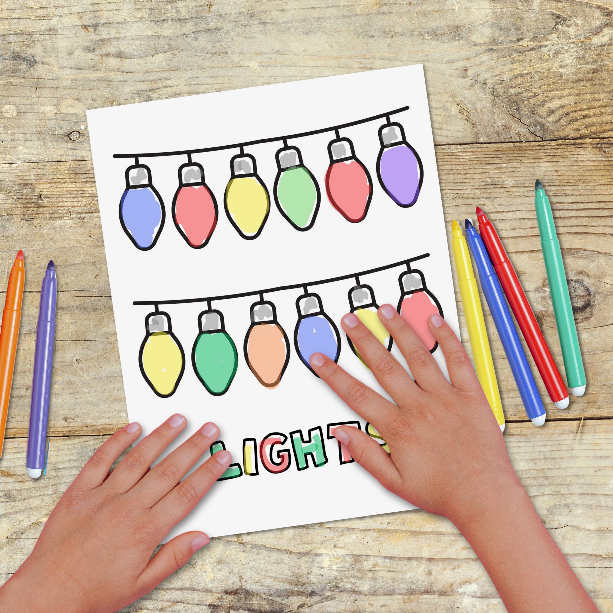 Easy Christmas Coloring Pages, Preschool Holiday Activity, Winter ...