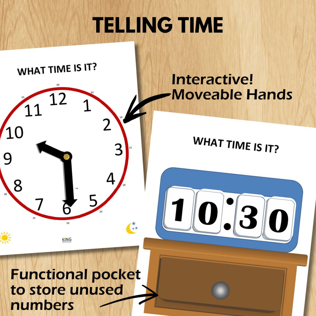 Learn Telling Time, Clock Kids Printable, Homeschool Activity ...