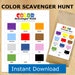 Color Scavenger Hunt, Preschool Printable, Childrens Activities ...