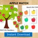 Apple Matching Game, Fall Kids Printable, Preschool Farm Unit, File ...