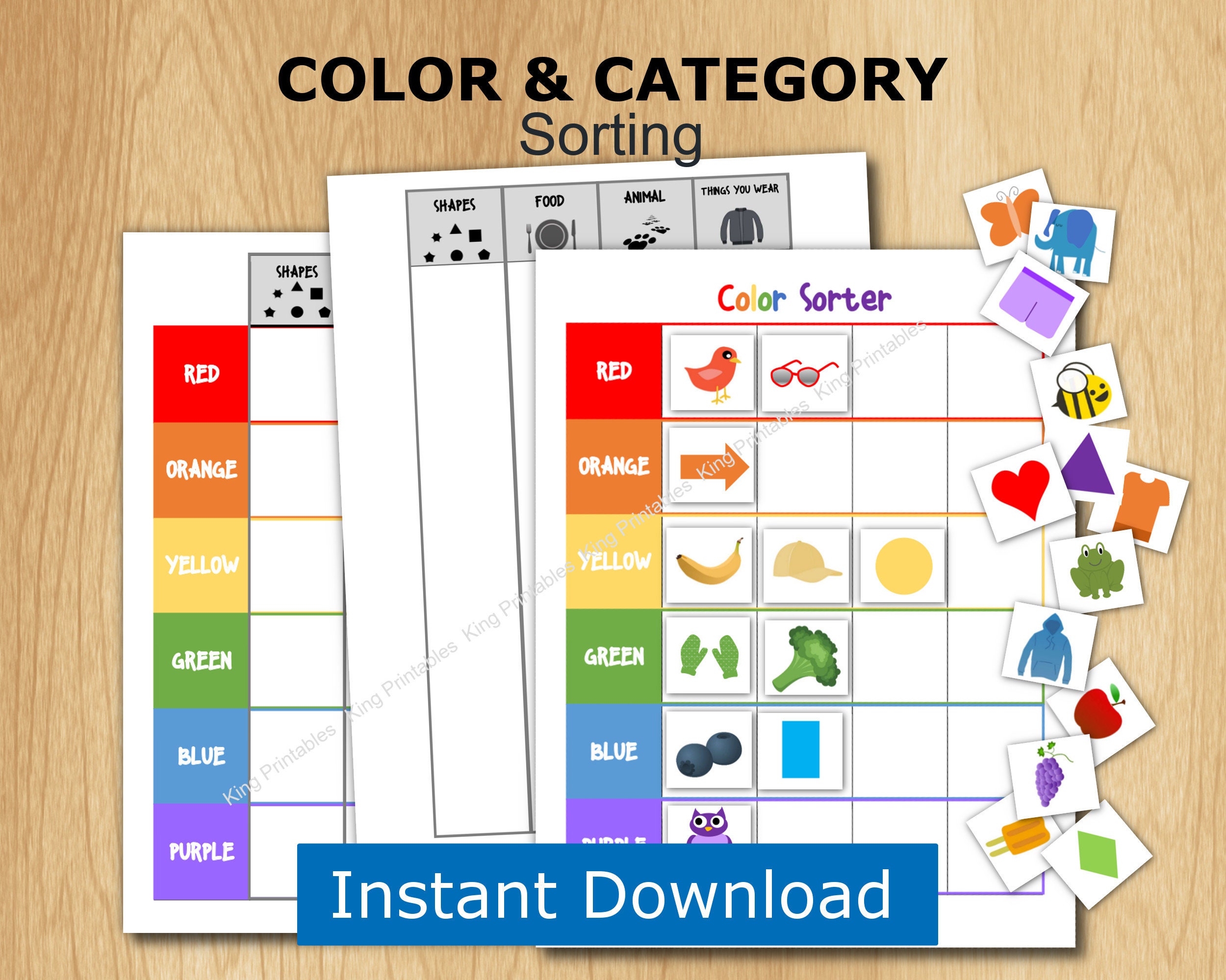 Color Sorting Activity, Shape Printable for Preschool, Toddler Busy ...