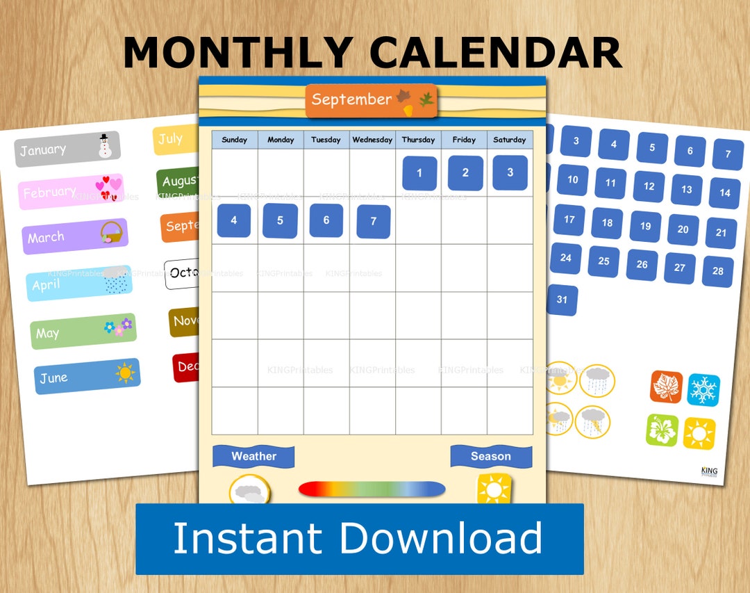 Simple Preschool Calendar, Kids Printable, Teaching Days, Circle Time ...