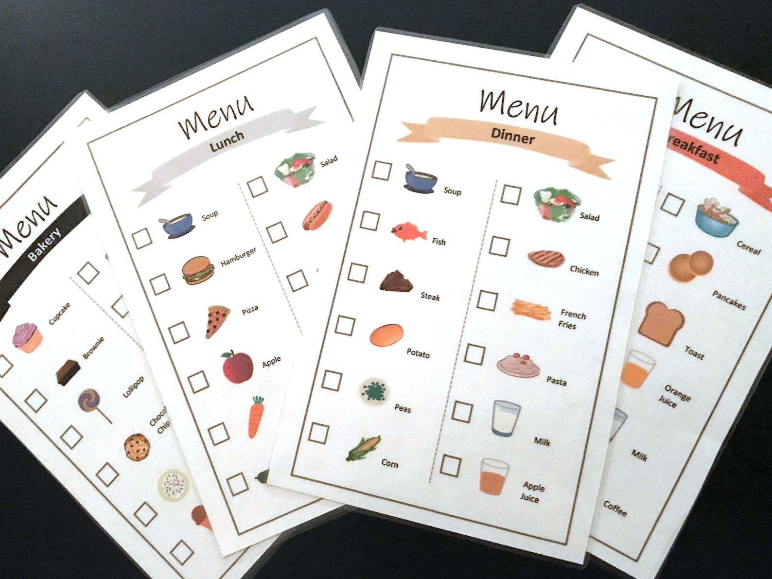 Printable Pretend Play Restaurant Menus, Preschool Kids Activities ...