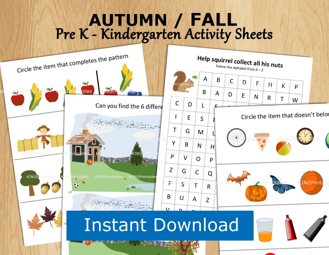 Fall Printable Kids, Kindergarten Activity, September Remote Learning ...