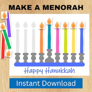 Printable Hannukah Craft Kids, Toddler, DIY Menorah Preschool ...