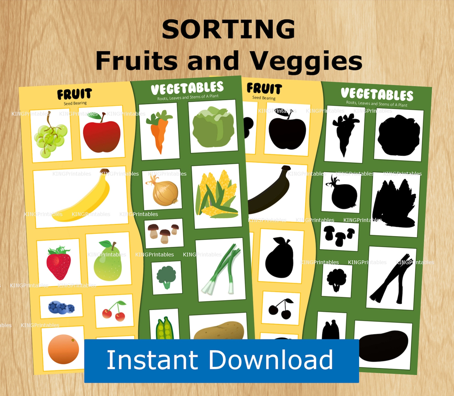 Fruit and Vegetable Shadow Matching. Preschool Sorting Activity ...