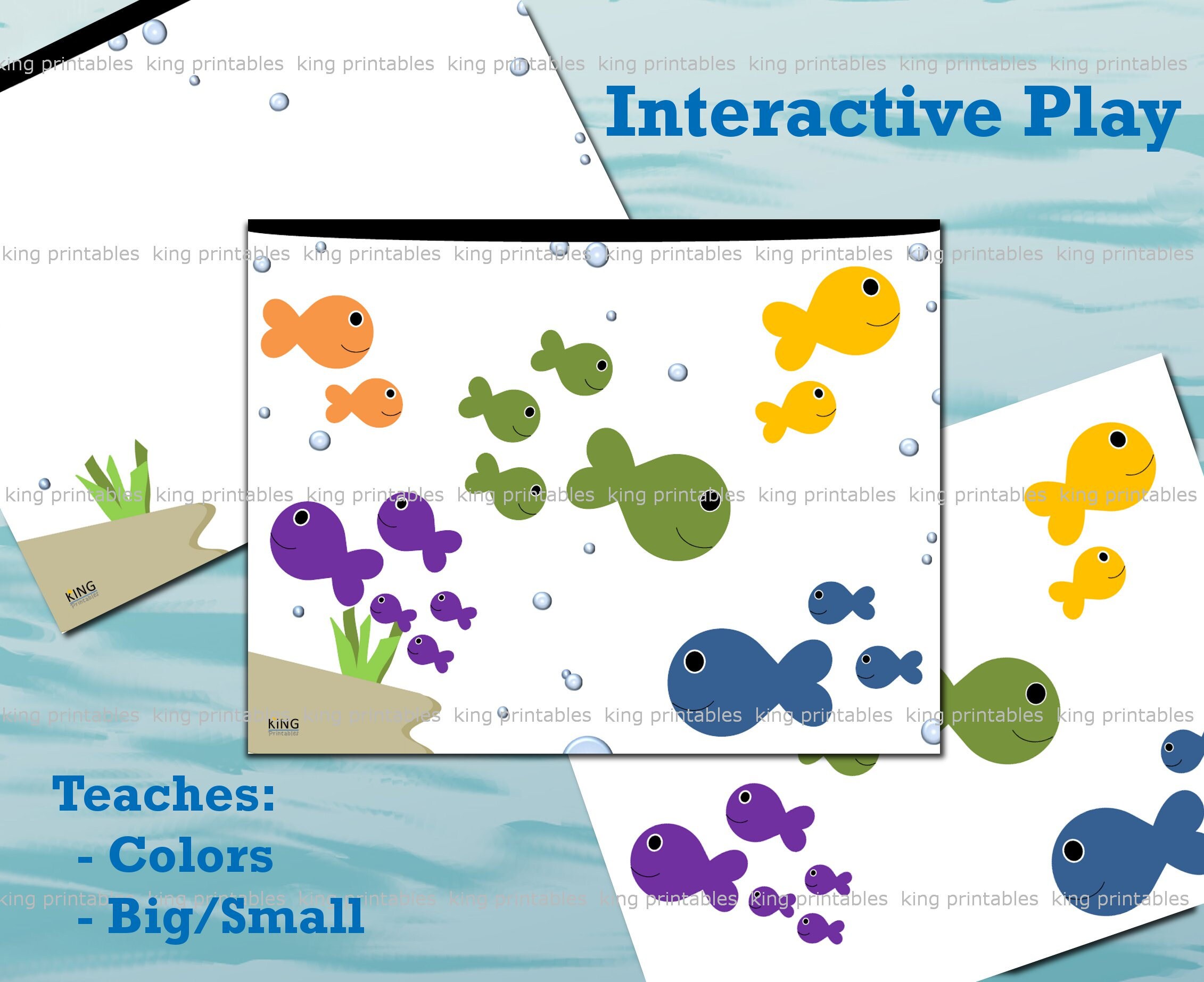 Big and Small Printable, Fish Color Matching Activity, Toddler Busy ...