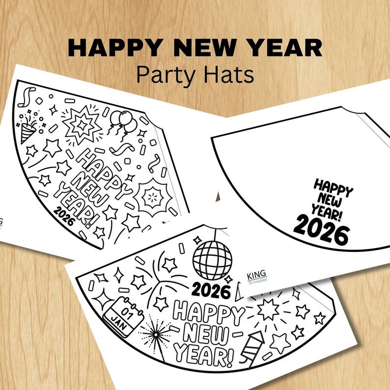 Printable Happy New Year Hat, 2026 Kids Activities, New Years Coloring ...
