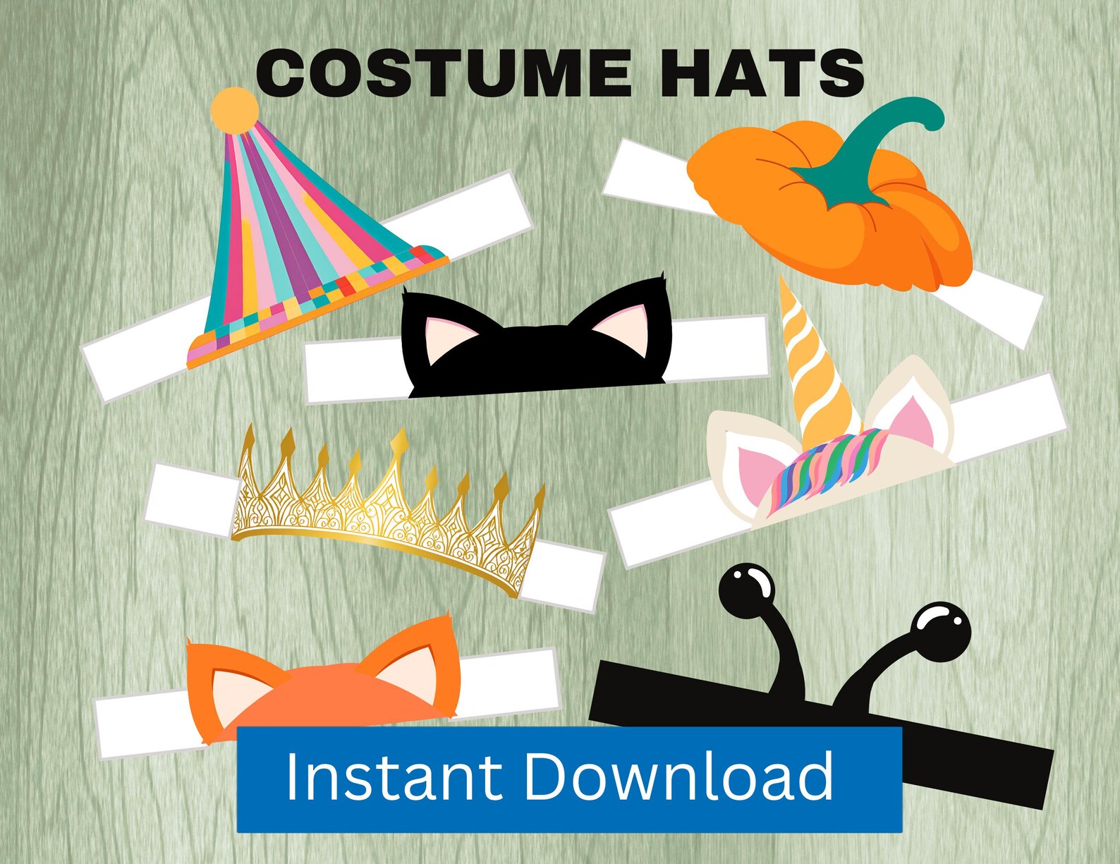 Printable Dress-up Hats, Kids Costume Masks (PDF Pattern) - Etsy