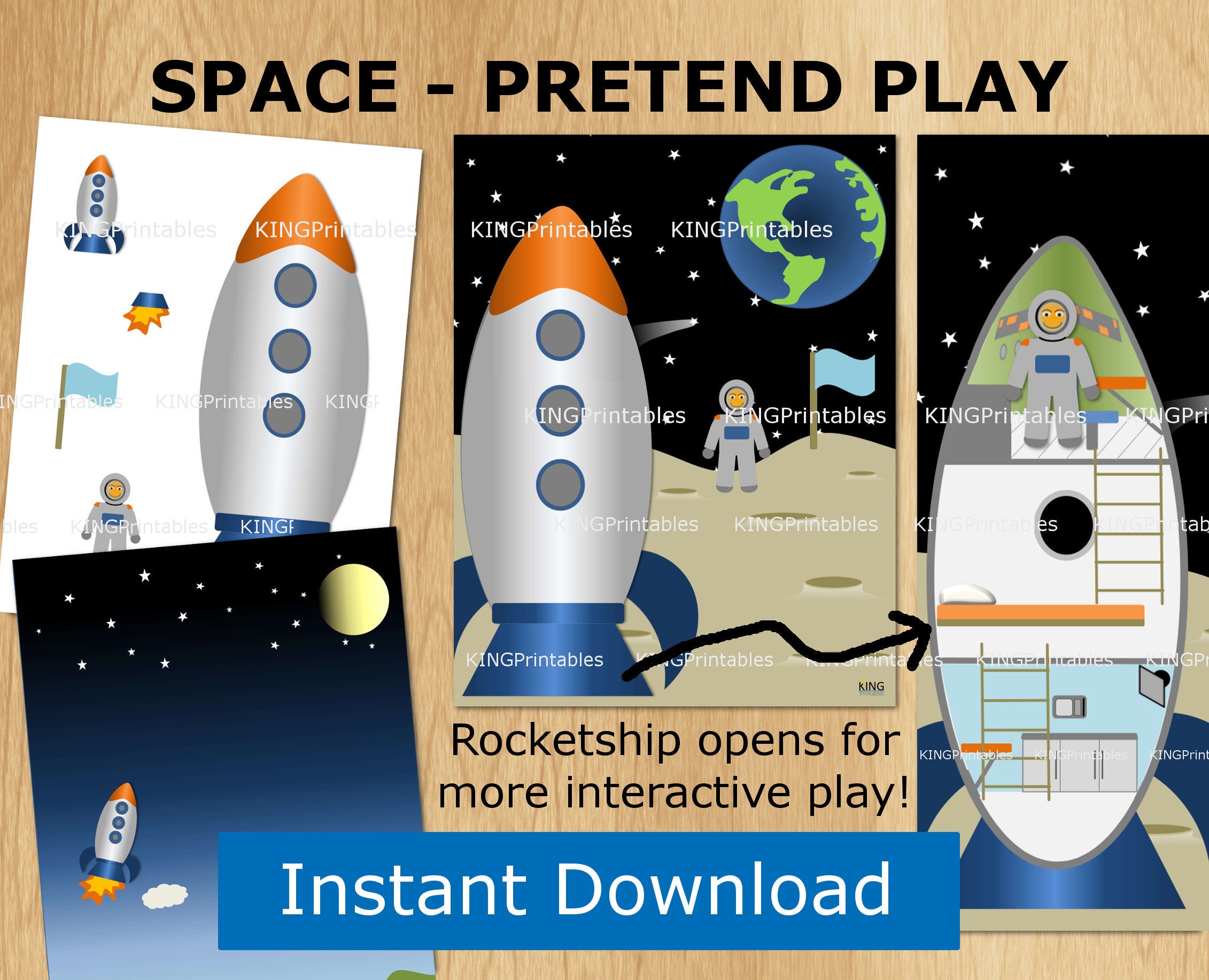 Astronaut Printable, Rocket Ship, Space Themed Party Favors, Busy Book ...