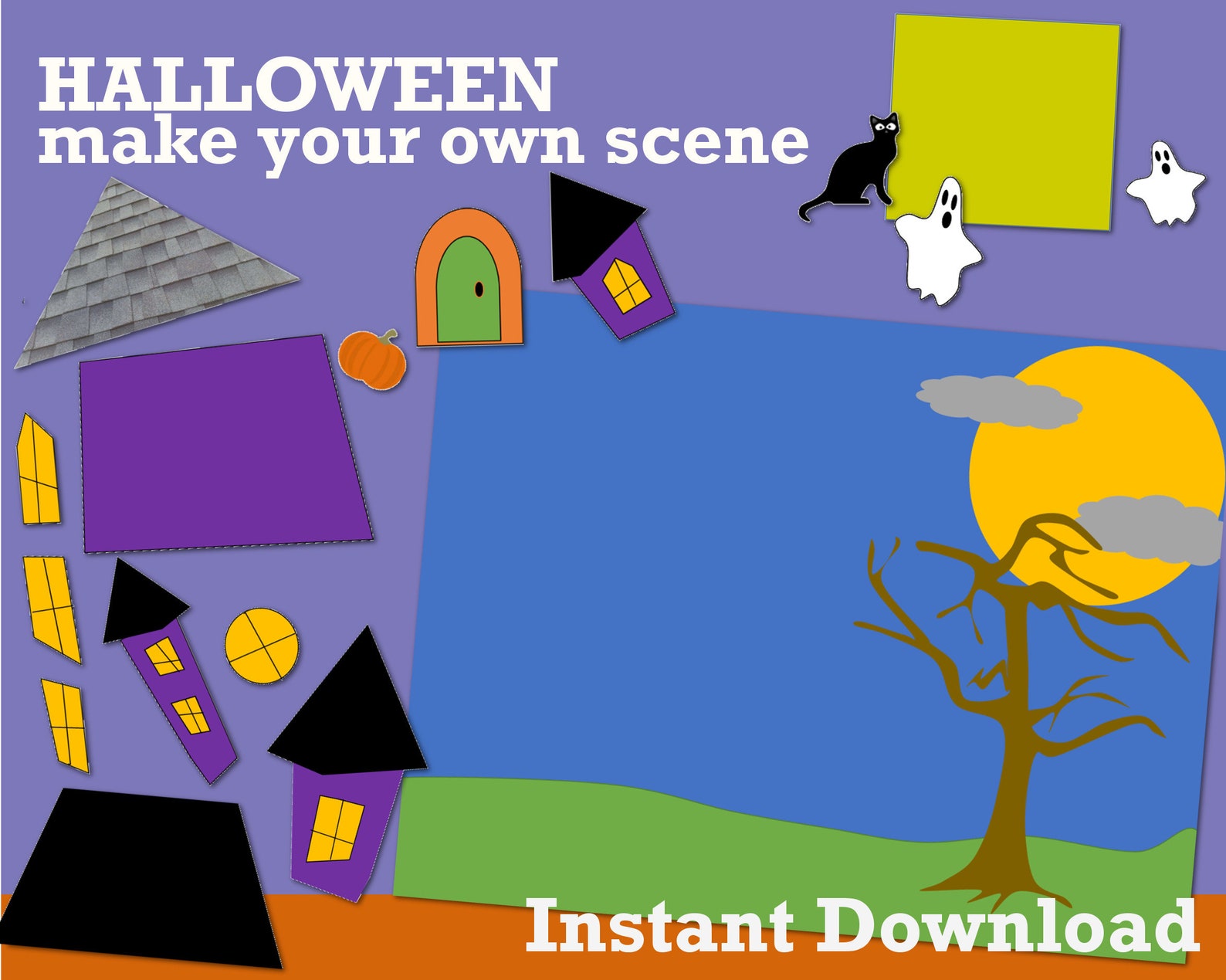 Printable Halloween Crafts for Kids Haunted House Preschool | Etsy