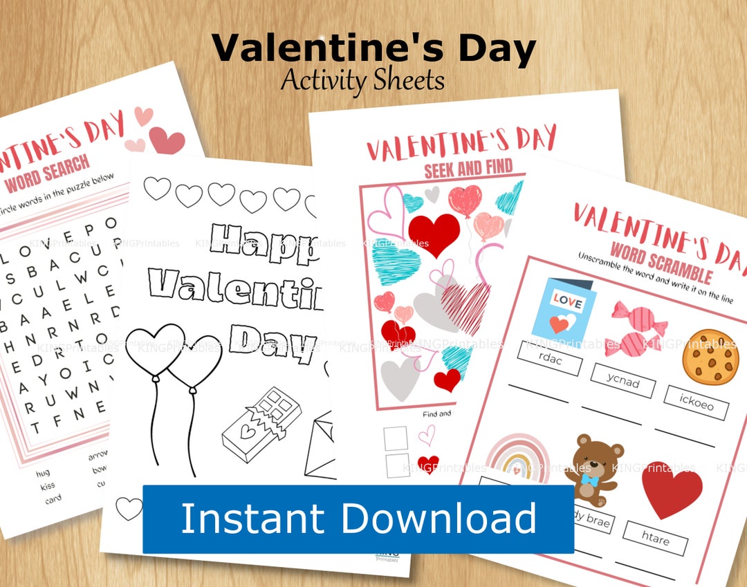 Valentines Activity Sheets, 1st Grade Worksheets, Kindergarten Word ...