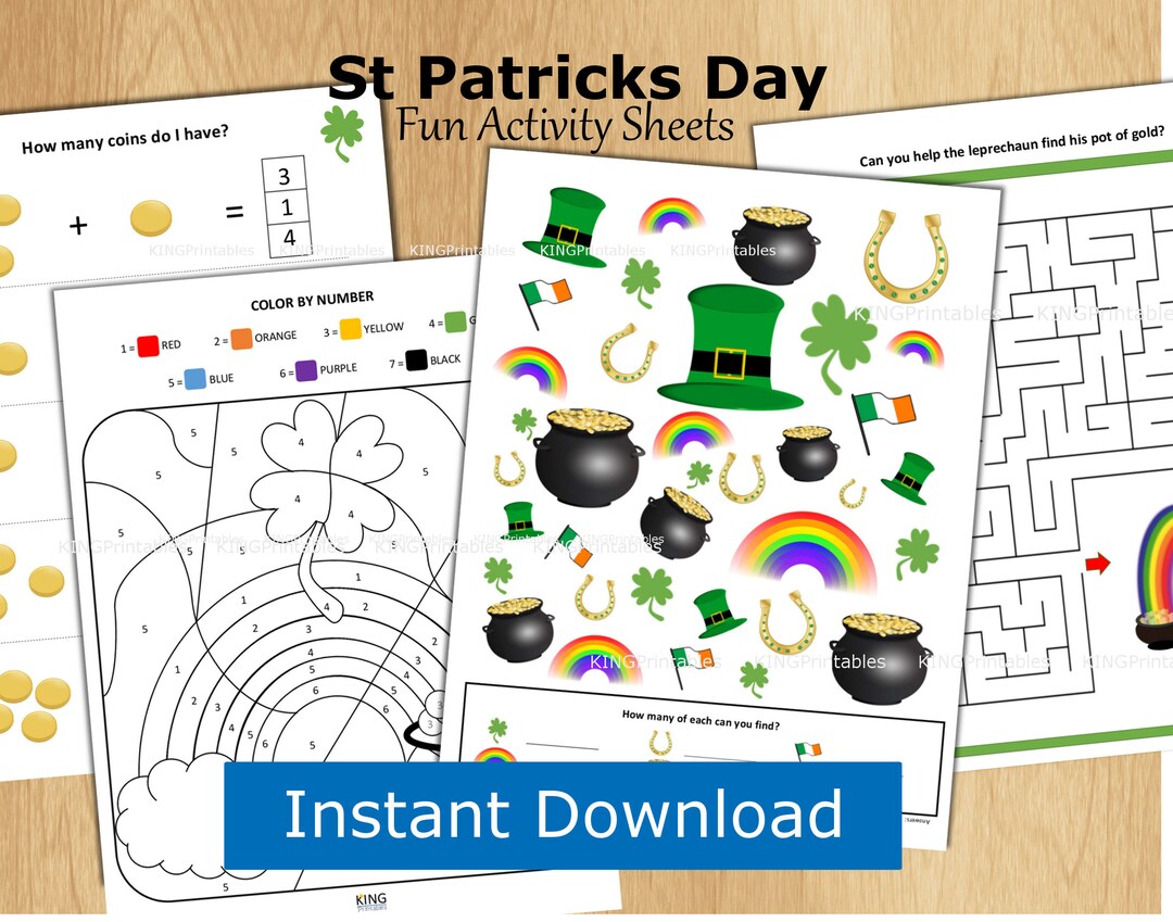 Printable St Patricks Day Activity Pages, Preschool Color by Number ...
