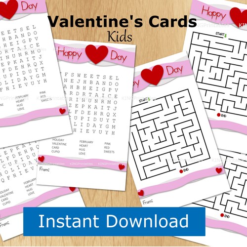 Printable Valentines Cards for Kids Kindergarten Preschool - Etsy