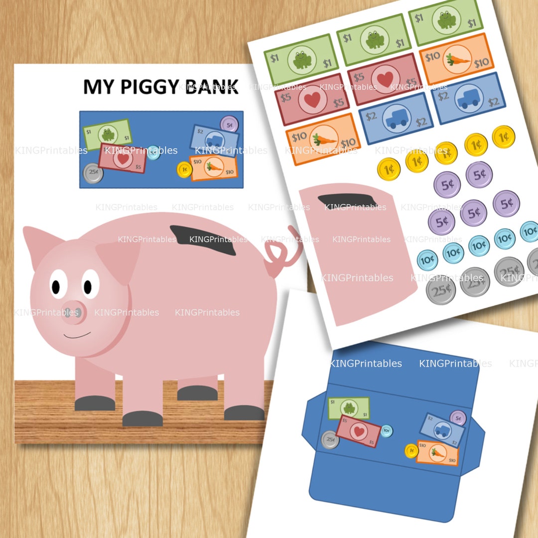 Pretend Play Money, Toddler Piggy Bank, Kids Printable Money, Busy ...