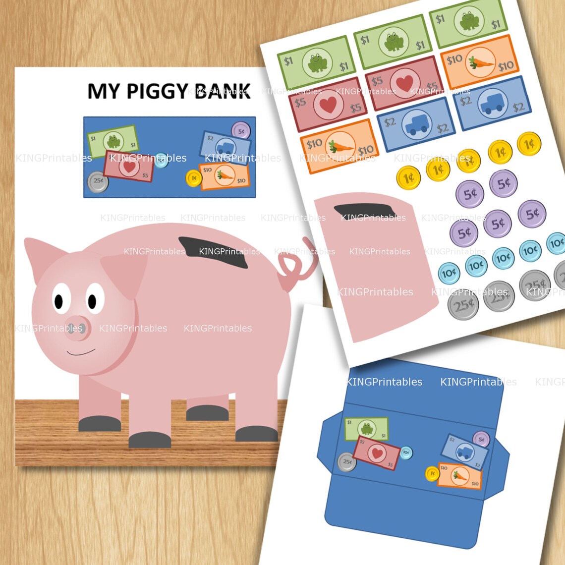 Pretend Play Money, Toddler Piggy Bank, Kids Printable Money, Busy ...