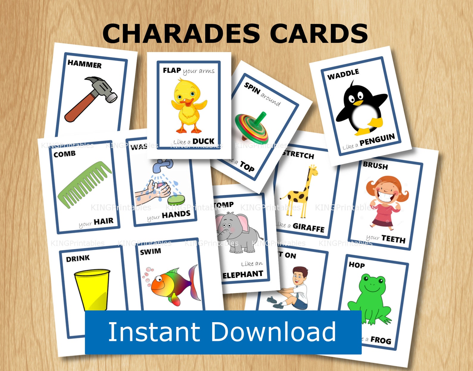 Printable Charades Card for Kids, Active Preschool Games, Teletherapy ...