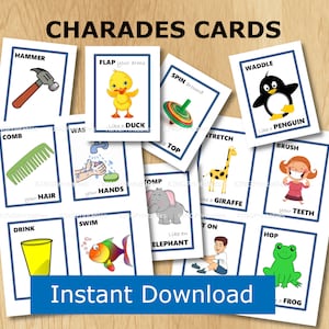 Printable Charades Card for Kids, Active Preschool Games, Teletherapy ...