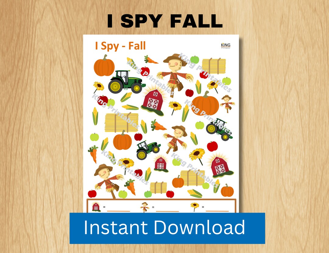 Fall I Spy Printable Kids, Autumn Kindergarten Activity, Quiet Time ...