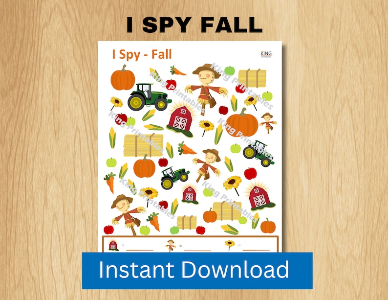 Fall I Spy Printable Kids, Autumn Kindergarten Activity, Quiet Time ...