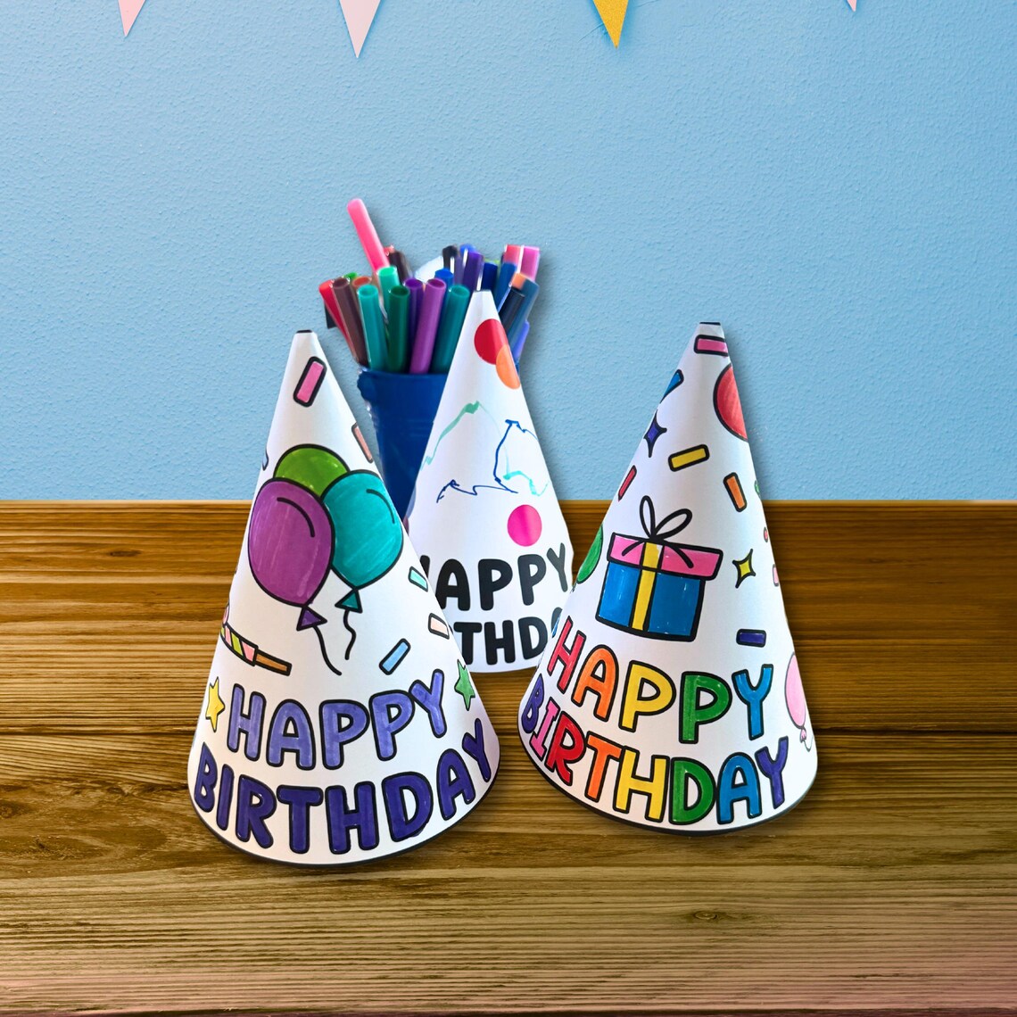 Printable Birthday Hat, Kids Birthday Party Activities, Happy Birthday ...