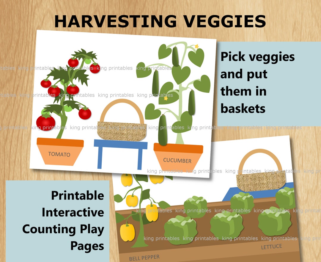 Toddler Gardening, Picking Veggies, Printable Quiet Book Pages, Playing ...