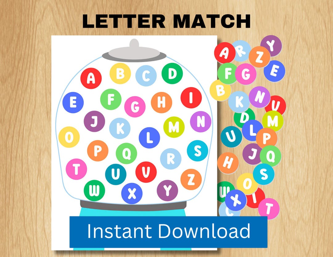 Gumball Letter Matching Printable, Alphabet Match Game, Kids Puzzle ...