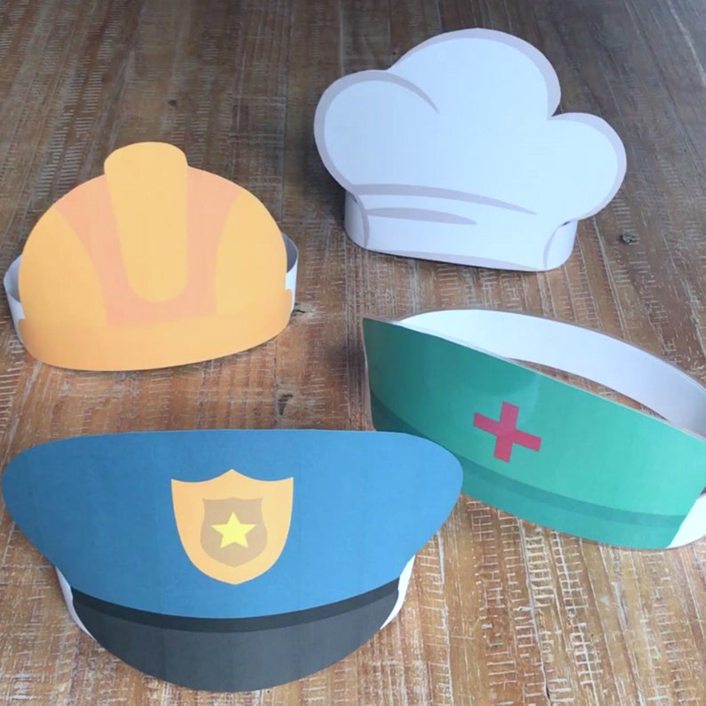 Dress up Hats Printable, Pretend Play Community Helpers, Kids Craft ...