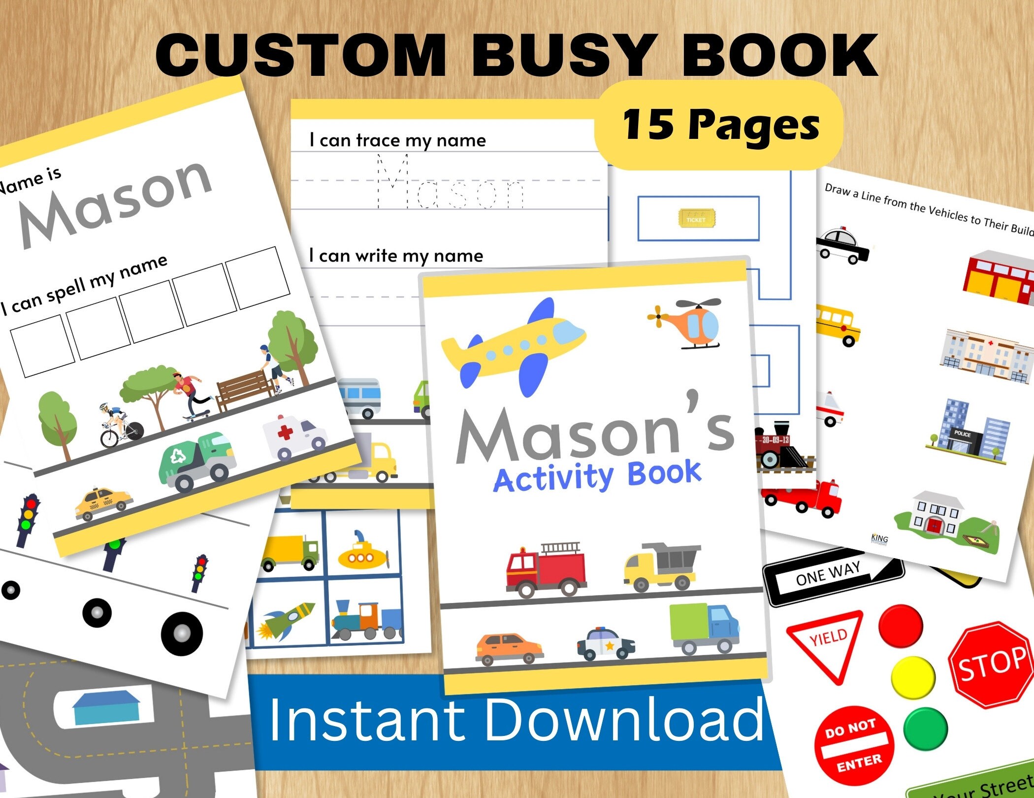 Personalized Busy Binder, Toddler Trucks, Custom Busy Book, Preschool ...